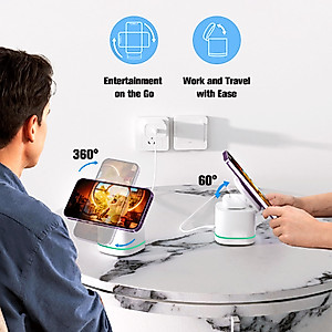 Gonat 3 in 1 Magnetic Wireless Charger for Apple Devices, Portable Wireless Charging Station Suitable for Airpods Series, Compatible with iWatch Series, Phone Holder for iPhone 15/14/13/12 Series