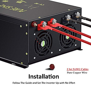 WZRELB Pure Sine Wave 6000W (10000W Surge) 12VDC 120VAC Power Inverter - Solar, RV (RBP-600012S)