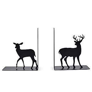 Decorative Metal Deer Bookends, Bookends for Shelves, Book Holders, Book Shelf Organizer, Desk Organizer, Heavy Duty Non-Skid Bookends, Living Room Decor, Home Decor, Creative Gift