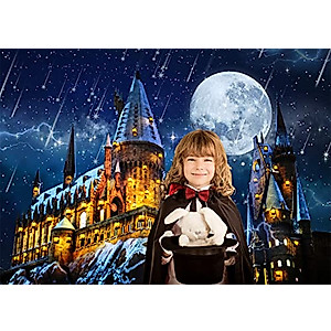 LYCGS 7X5FT Halloween Backdrop Magic Castle School Backdrop Wizard Background Night Moon Backdrop Kids Birthday Party Banner Halloween Photo Backdrop Kids Halloween Photography Backdrop X-87
