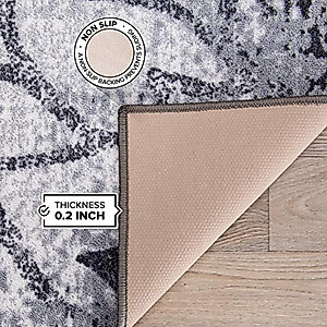 Rugshop Modern Floral Abstract Non Skid (Non Slip) Area Rug 7'10" x 10' Gray