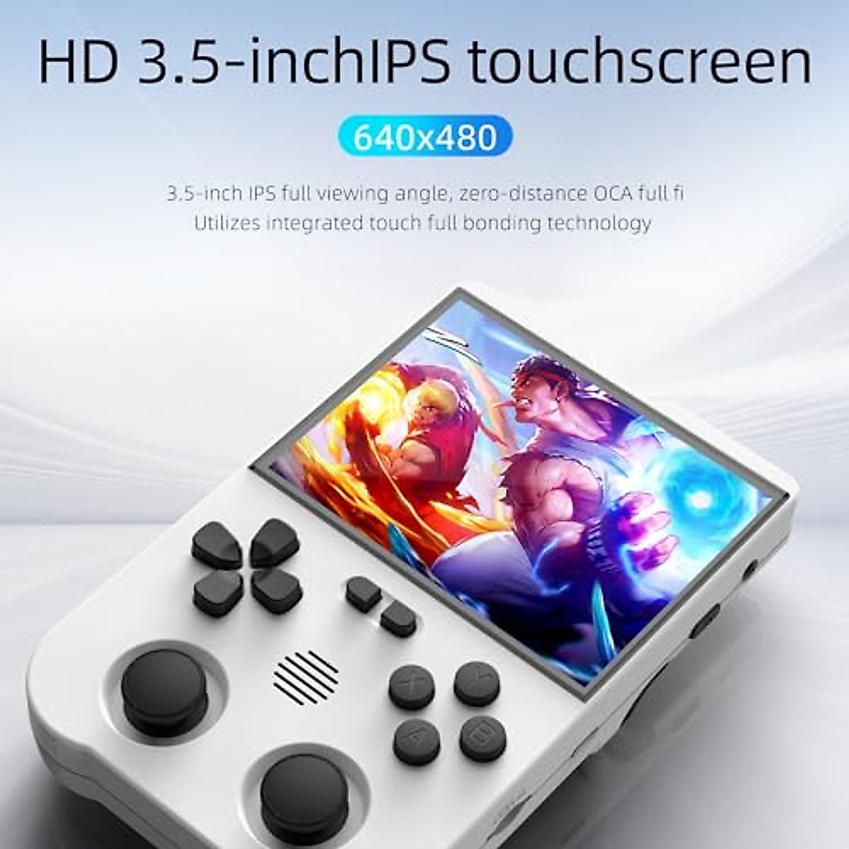 XU10 Retro Handheld Game Consoles, 3.5 inch IPS Screen, XU10 with a 64G Card Pre-Loaded 8000 Games, Support 20+ Kinds of Games Formats, with 3000 mAh battery life 6-8 hours White