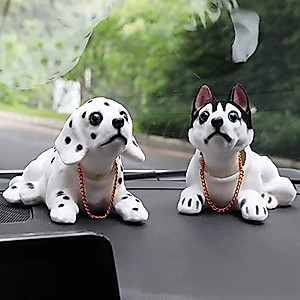 Mersuii Car Shaking Dog Adornments Resin Puppy Statue Cute Simulation Dog Shaking Head Toy Car Dash Home Decoration