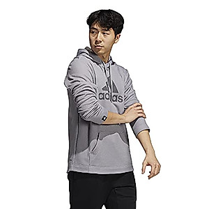 adidas Men's Game and Go Pullover Hoodie, Grey/Solid Grey, Medium