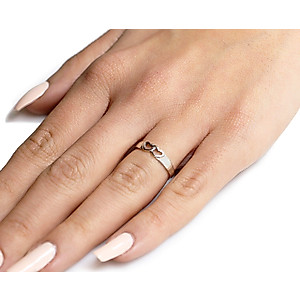 CloseoutWarehouse 925 Sterling Silver Two Hearts Beating as One Ring Size 4