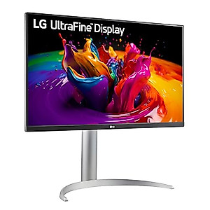 LG 27UP650-W Monitor 27” UHD (3840 x 2160) IPS Display, VESA DisplayHDR 400, DCI-P3 95% Color Gamut, 3-Side Virtually Borderless Display, Height/Pivot/Tilt Adjustable Stand – Silver