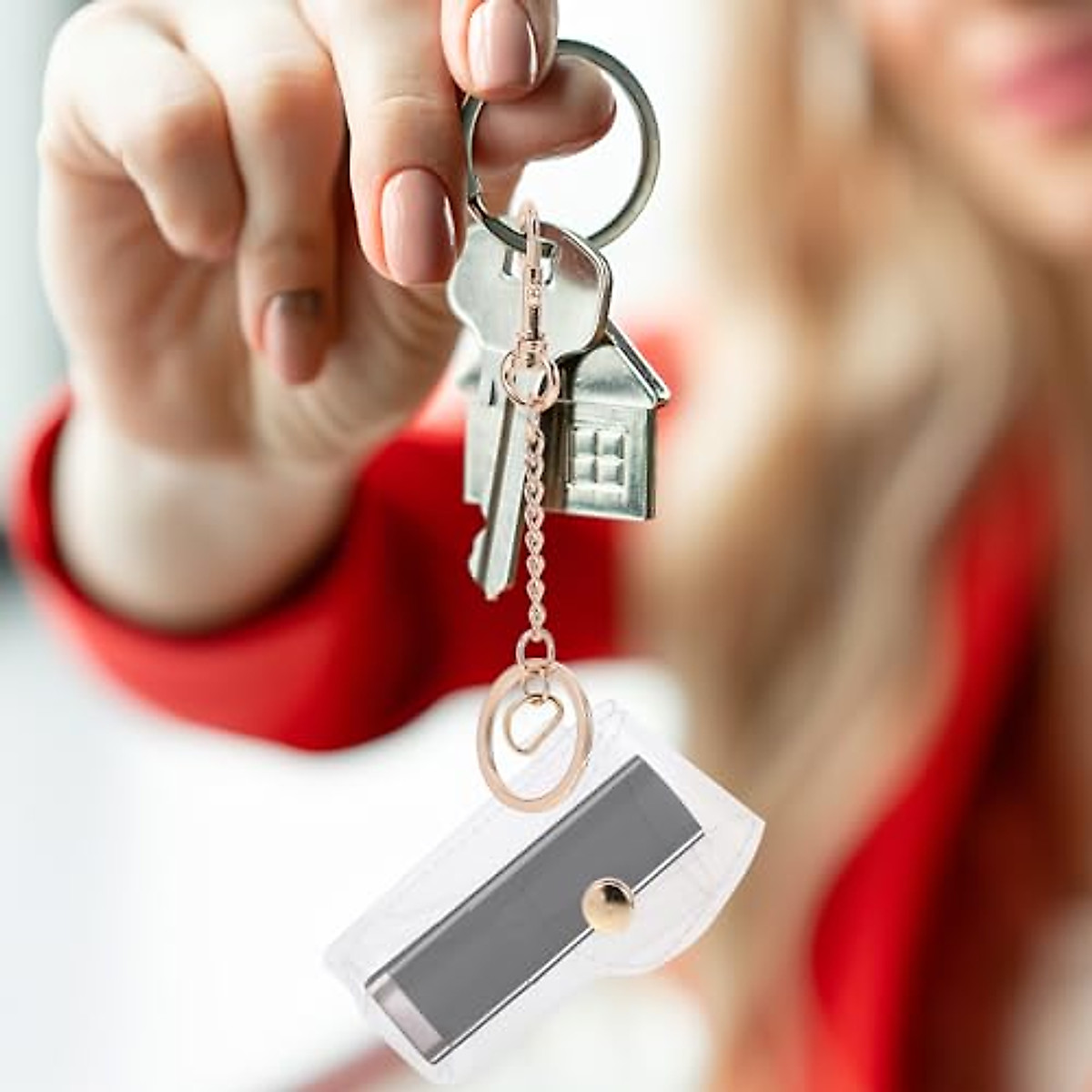 SHERCHPRY 2 Pack Lipstick Pouch Keychain Lipstick Cover Keyring Lipstick Balm Cover Transparent Lipstick Sleeve Transparent Pvc Lip Key Ring