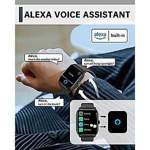 Smart Watch for Men Women, Answer Make Call, Alexa Built-in, 1.8" Touch Screen Fitness Tracker for iphone Android with 100+ Sport Modes, Heart Rate Blood Oxygen Sleep Monitor, IP68 Waterproof watch