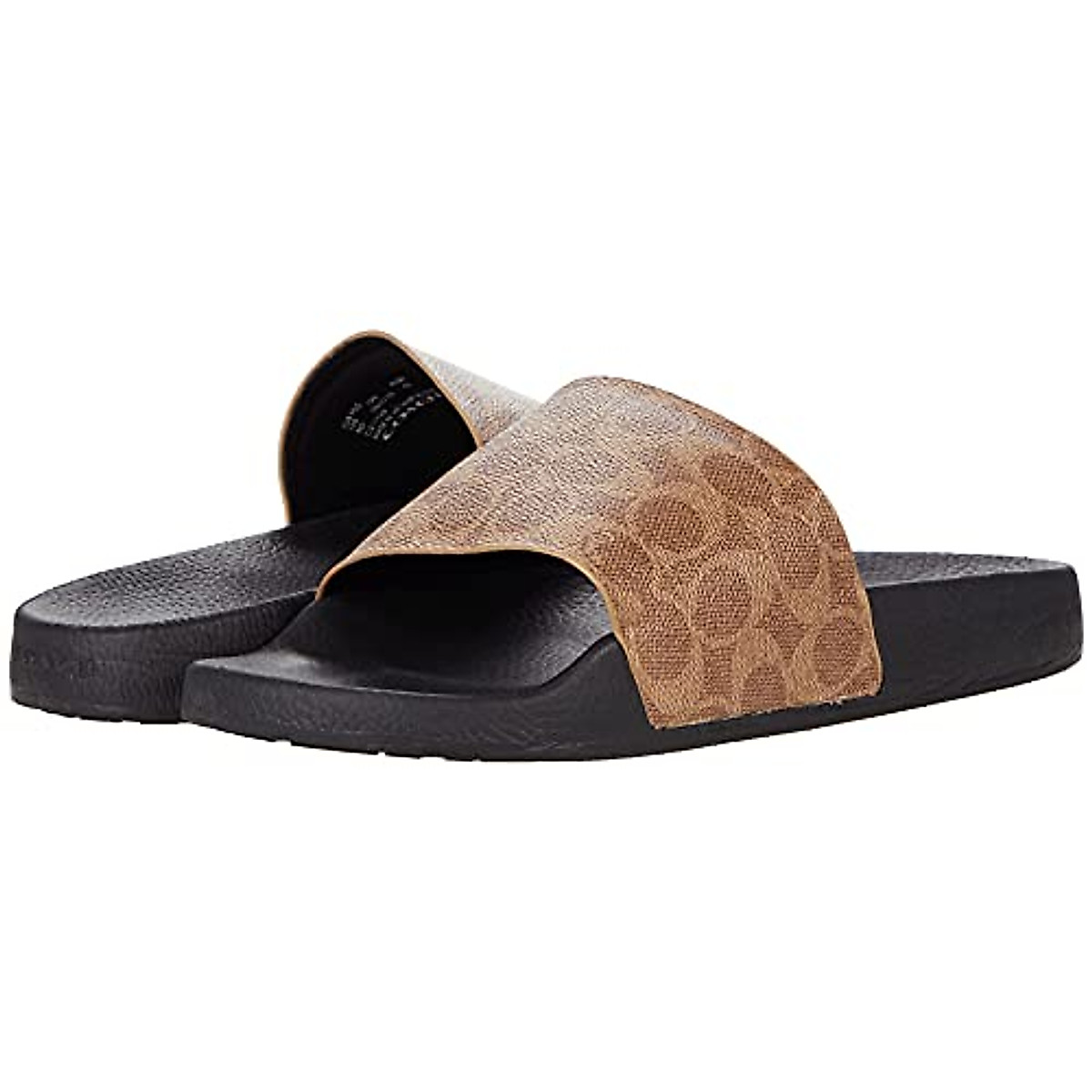 COACH Signature Coated Canvas Pool Slide Tan Signature 12 D (M)