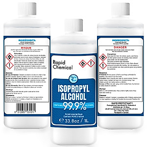 99% Isopropyl Alcohol - USP Grade - 99 Percent IPA Alcohol - 4 Pack of 1L (4 x 33.3 fl oz)