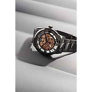 Fossil Men's Townsman Automatic Stainless Steel Three-Hand Skeleton Watch, Color: Black (Model: ME3197)