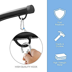 SUPER DEAL Hammock Chair Stand Hanging Swing Frame Egg C Stand Heavy Duty 360 Degree Rotation with Carabiner, 331LBS Capacity Weather Resistant for Indoor Outdoor, Black