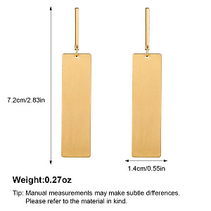 Rectangle Drop Dangle Earrings Gold Long Dangle Earrings for Women Geometric Earrings