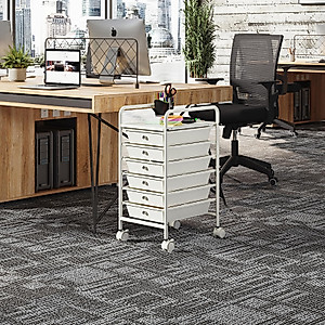 Shrivee 6-Tier Utility Cart with 6 Drawers, Rolling Utility Cart with 2 Lockable Caster Wheels, Multipurpose Mobile Rolling Drawer Cart for Office Bathroom Kitchen, Ivory White