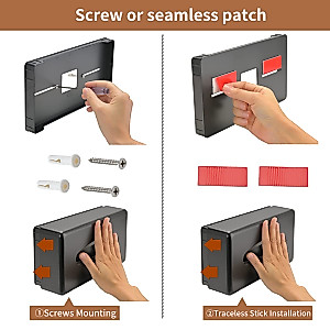 Y-in Hand Tissue Box Cover, Rectangular Black Wall Mounted Facial Paper Holder Dispenser, Prefert for Storage on Bathroom Vanity, Kitchen, Night Stand, Countertops Office and Car.