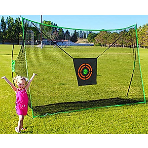 Flair Sports - Golf Hitting Net - Professional Heavy Duty Series - Practice Driver, Irons, & Wedges - Indoor & Outdoor Swing Training - Driving Range at Home - Neon Chipping Target - 10' x 7' Size