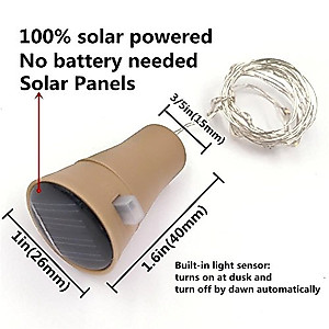 Decorman 10 Pack Solar Powered Wine Bottle Lights, 10 LED Waterproof Copper Cork Shaped Lights for Wedding/Christmas/Outdoor/Holiday/Garden/Patio/Yard/Pathway Decor (Warm White)