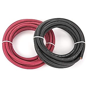 EWCS 1/0 Gauge Premium Extra Flexible Welding Cable 600 Volt - Combo Pack - Black + Red - 25 Feet of Each Color - Made in The USA