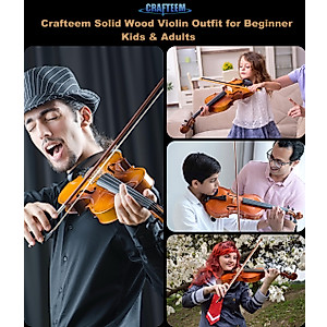Crafteem Spruce and Maple Solid Wood Violin Outfit for Beginner Kids & Adults -Craft Your Perfect Sound and Begin Your Musical Journey with Confidence.