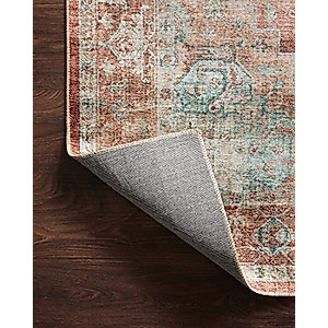 Loloi II Heidi Collection HEI-01 Area Rug 8' 6" x 11' 6" Terracotta/Aqua Rectangular 0.13" Thick