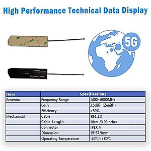Maswell Internal Antenna Triple Band WiFi for wimax zigbee Bluetooth WiFi 2.4G WiFi 5G WiFi 6 and WiFi 6E WiFi 7 LTE Bands High Gain ipex 10cm