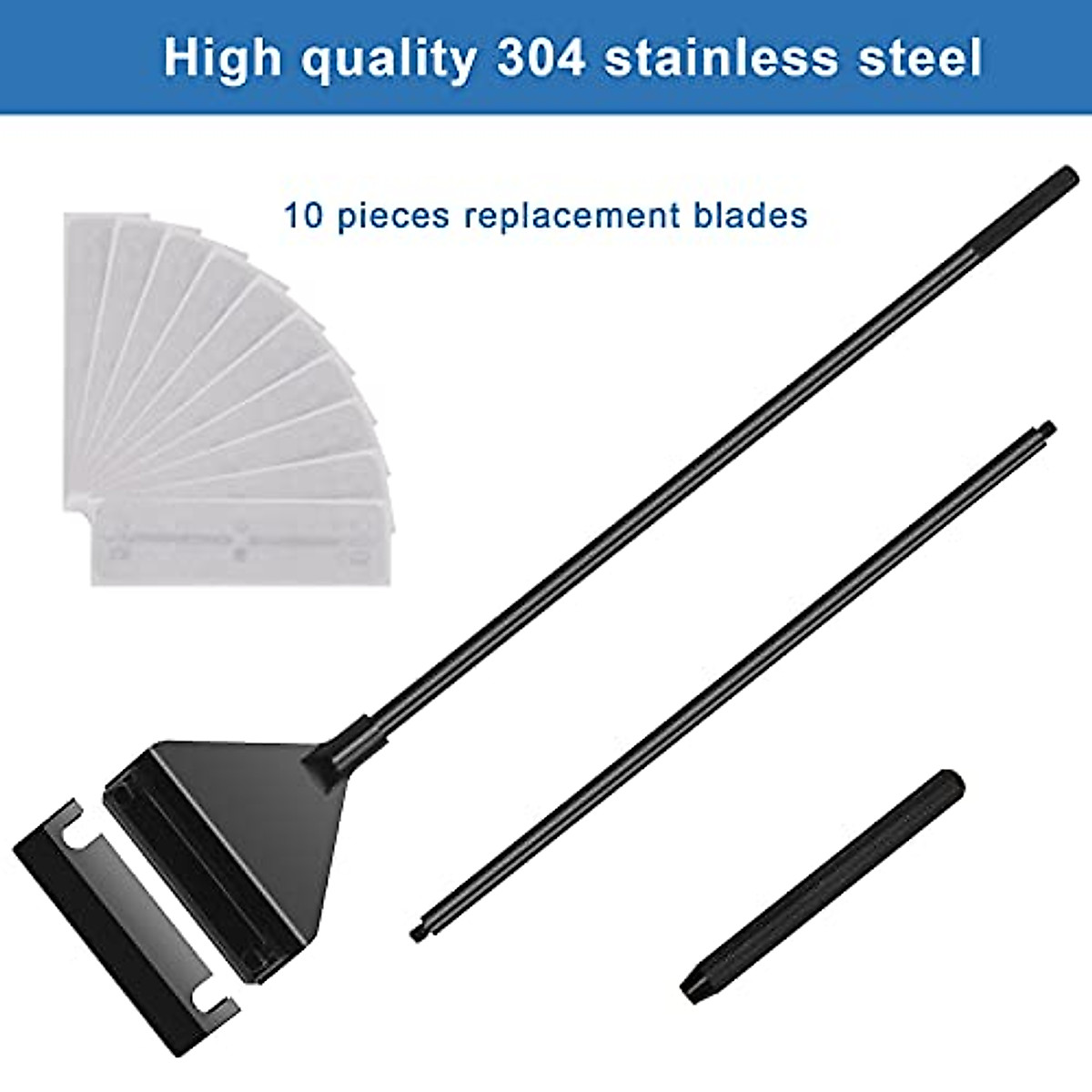 Luxiv Stainless Steel Algae Scraper Black, Aquarium Glass Cleaner Tools 25.6 Inches Fish Tank Scraper Cleaner Handheld Scraper for Aquarium Tank