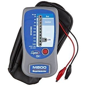 Supco M500 Insulation Tester/Electronic Megohmmeter with Soft Carrying Case, 0 to 1000 megohms Black