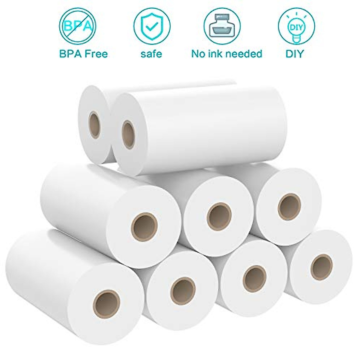 9 Rolls Kids Instant Camera Refill Print Paper- Photo Printer Thermal Paper Rolls Instant Print Camera Refill Paper for Kid's Instant Camera Favors Supplies