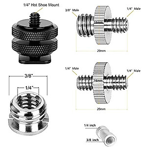 Camera Mount Screw,ChromLives 1/4 to 3/8 Tripod Screw Adapter,1/4 to 1/4 Screw,3/8-20 Converter Thread Screw Adapter,Camera Hot Shoe Mount Adapter to 1/4 for Camera Monopod,Ballhead Flash Light,22Pack