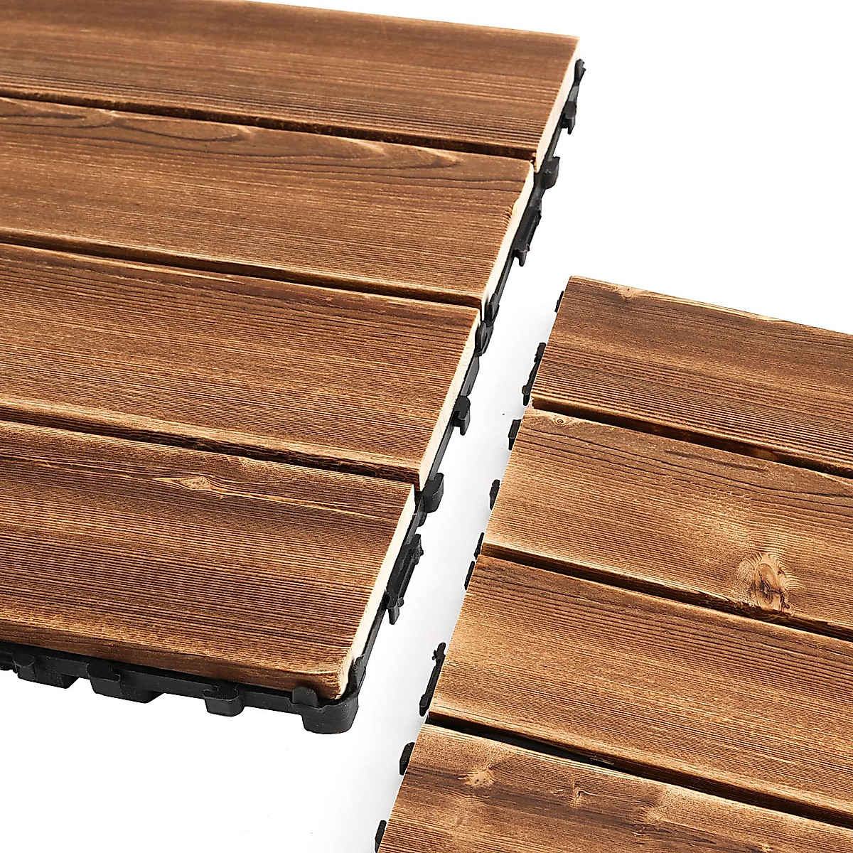 SEUNMUK 7 Pack Interlocking Flooring Tiles Patio Wood Deck Tiles, 12 x 12 Inch Wood Plastic Composite Tiles Outdoor Interlocking Tiles for Indoor Outdoor Patio Garden Deck Poolside Brown, Waterproof