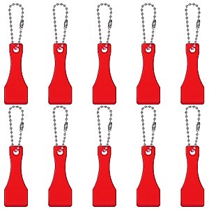 Lottery Scratcher Tool 10 Pcs Plastic Scraper Tool Keychain Scraper for Lottery Ticket Lotto Scratcher Keyring Scoop Shape Lotto Scratcher Keyring Scraper for Label Sticker Remover Tool Red
