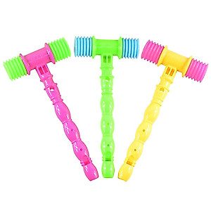NUOBESTY 12pcs Hammer Pounding Toy Plastic Gavel Squeaky Toy Carnival Hammer with Whistle Music Sound Toys for Birthday April Fools Day Jokes Party Supplies