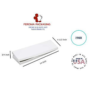 Gift Wrap Tie Boxes 14 x 4 1/2 x 3/4 Inch - 2 Pack (White)