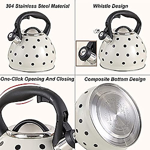 Tea Kettle Whistling Tea Pots 3L Large Whistle Stove Teapot Kettle One-Button Opening and Closing Household Stainless Steel Teapot Chihen220112(Color:Red;Size:3L)