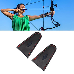 VBESTLIFE Archery Bow Limb Tip Protector, 1 Pair Bow Tip Protector Leather Bow Tip Guard for Outdoor Hunting Recurve Bow (Black)