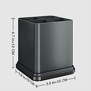 Utensil Holder, Paroson Aluminum Kitchen Utensil Holder with 4 Compartments,Silverware Holder Perfect for Kitchen Spatula Spoon,Cutlery,Utensil Organize（Dark Grey）