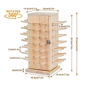 WUTAOBON Thread Holder,360° Full Rotating Wooden Embroidery Thread Organizer,84 Spools Holder,Thread Rack for Sewing,Embroidery Quilting, Hair Braiding and Jewelry