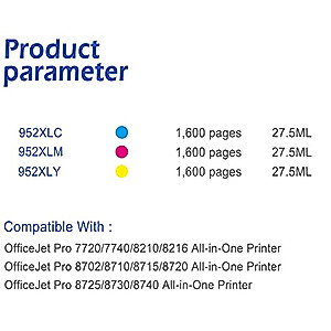EASYPRINT (3X Pack) Compatible Ink Cartridge Replacement for 952 XL 952XL (Lastest Version Chips) Used for Hp OfficeJet Pro 8710 8720 7740 8740 7720 8210 8216 8725 8702, (Cyan/Magenta/Yellow)