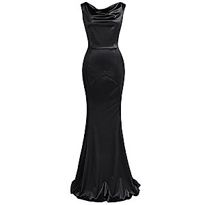 MUXXN Women's Sleeveless Floor Length Sheath Formal Vintage Cocktail Evening Long Maxi Dress Black L