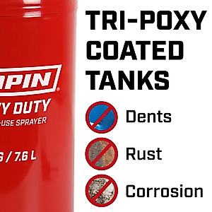 Chapin Made in the USA, 1244 2-Gallon Tri-Poxy Steel Tank Sprayer for Lawn, Home and Garden, Red