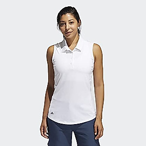 adidas Golf Women's Ultimate365 Primegreen Sleeveless Polo Shirt, White, Extra Large