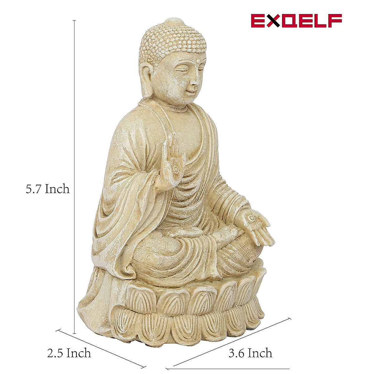 Exqelf Buddha Statue, Praying Buddha Decor Figurine, Meditating Buddha Serene Decorative Figurine for Home Office Desktop Outdoor Garden Yard Decoration, Yoga Zen Décor(Small)