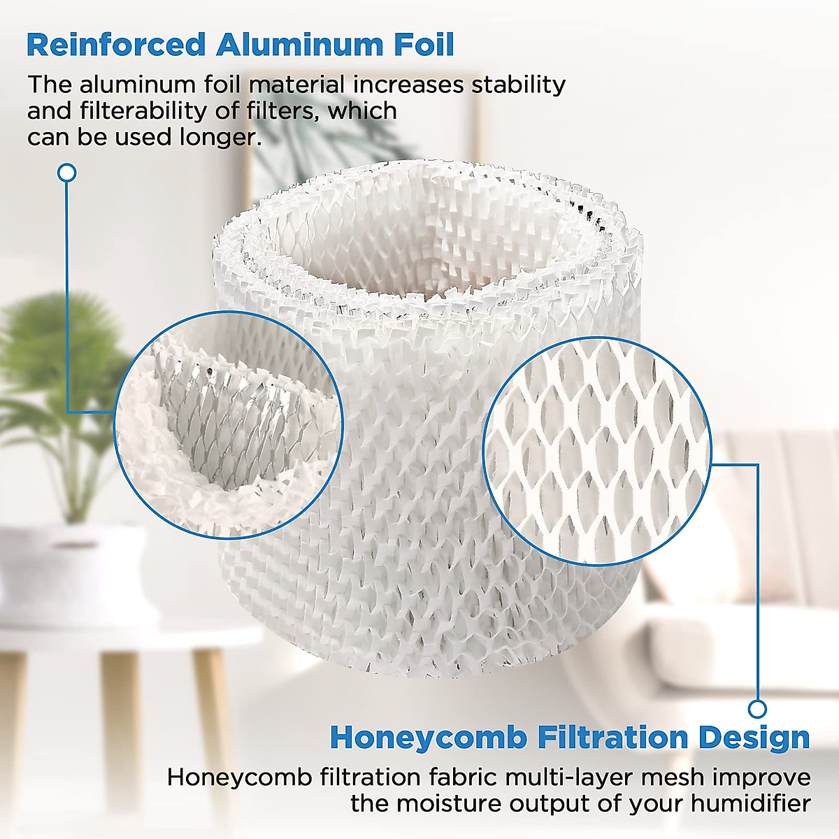 WF2 Humidifier Filter Replacement for Vicks WF2 Kaz Vicks V3100 V3500 V3500N V3600 V3800 V3850 V3900 VEV320 Honeywell HCM-300T HCM-315T HCM-350 Sunbeam 1118 Series Humidifier Filters-2 Pack