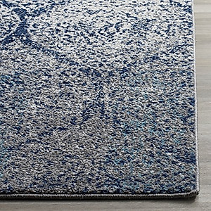 SAFAVIEH Madison Collection 8' x 10' Navy / Silver MAD604G Glam Ogee Trellis Distressed Non-Shedding Living Room Bedroom Dining Home Office Area Rug