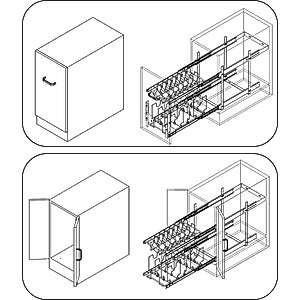 Mecete Pull Out Cabinet Base Organizer Pull-Out 2-Tier Base Cabinet Cookware Organizer (12 Inches) for Pots, Pans, and Lid Cookware, Chrome