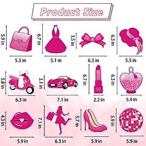 48 Pieces Princess Party Hanging Decorations, Hot Pink Girls Party Hanging Swirls Princess Hanging Streamers Girls Party Swirls Decor for Bachelorette Princess Bridal Shower Party Supplies