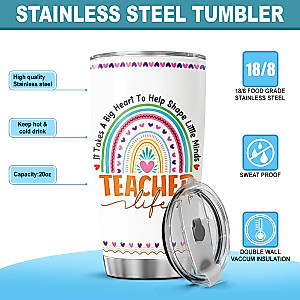 JENOIS Teacher Gifts, Tumbler 20 Oz With Lid And Straw, Music For Stainless Coffee Tumblers Steel Pack Women Appreciation Gift Cups, Teachers Nutrition Facts