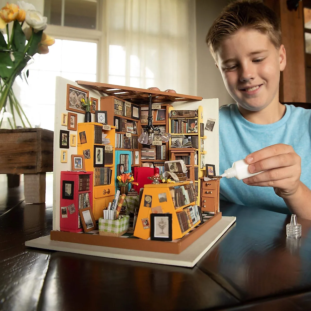 Fat Brain Toys DIY Miniature Model Kit: Harper's Library - Crafting Kit for Teens & Adults