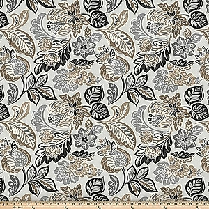 Pillow Perfect Floral Indoor/Outdoor Split Back Chaise Lounge Cushion with Ties, Plush Fiber Fill, Weather, and Fade Resistant, 72.5" x 21", Black/Tan Dailey, 1 Count