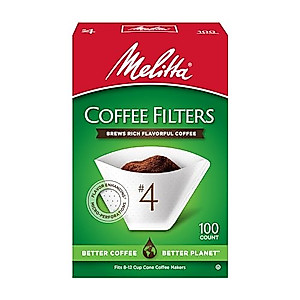 Melitta #4 Cone Coffee Filters, White, 100 Count (Pack of 6) 600 Total Filters Count - Packaging May Vary